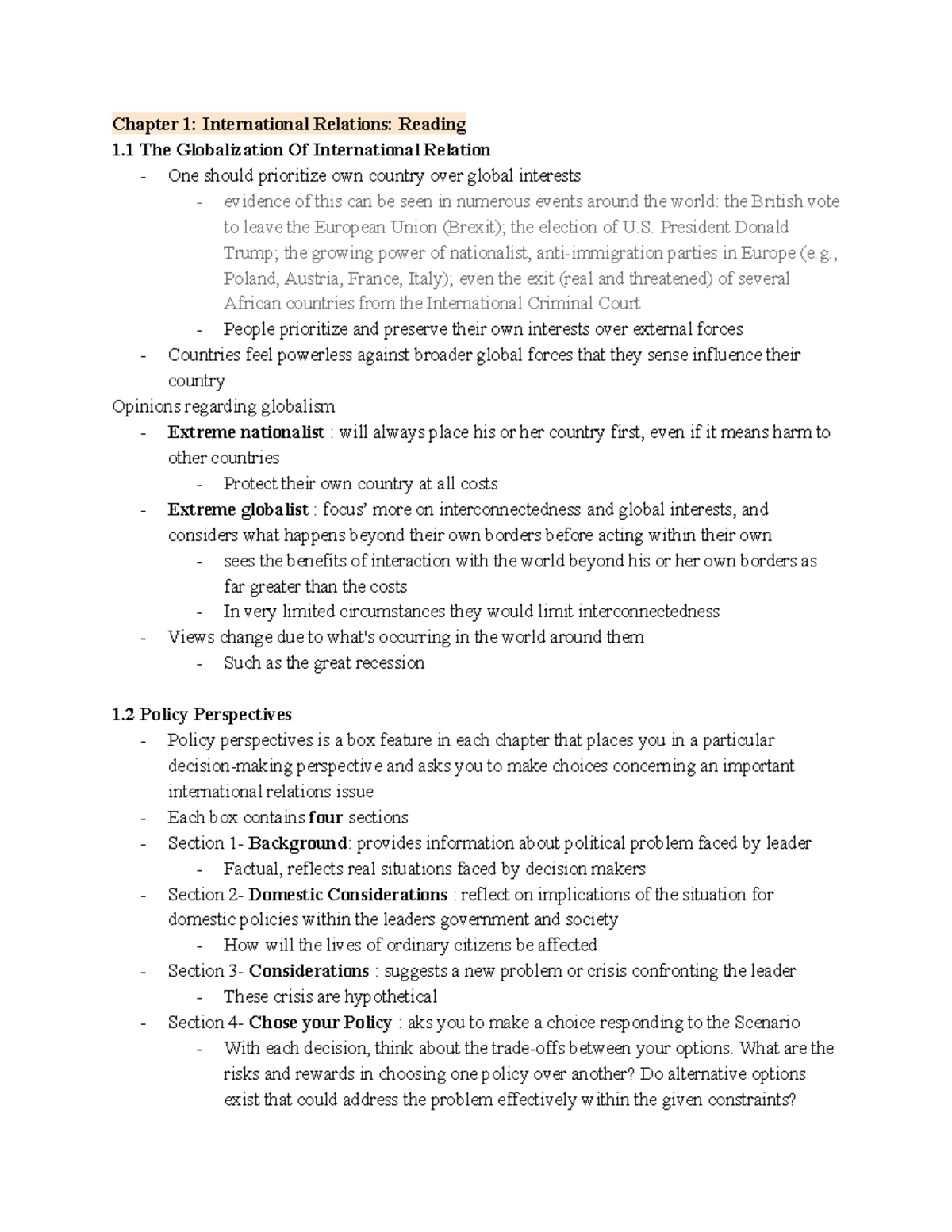 POLI2520 - Comprehensive Lecture Notes on International Relations (1-18 ...