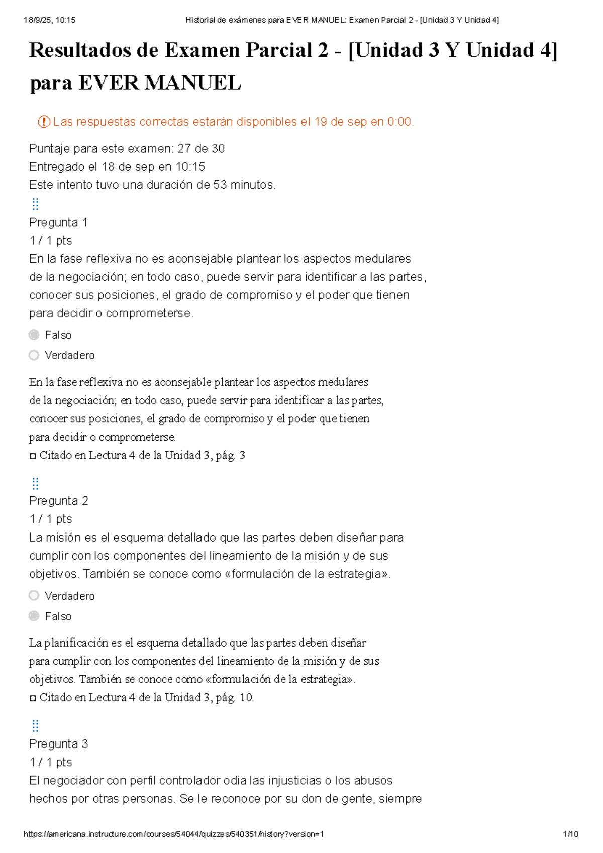 Examen Parcial 2: Resultados y Respuestas - Unidad 3 y 4 - Studocu