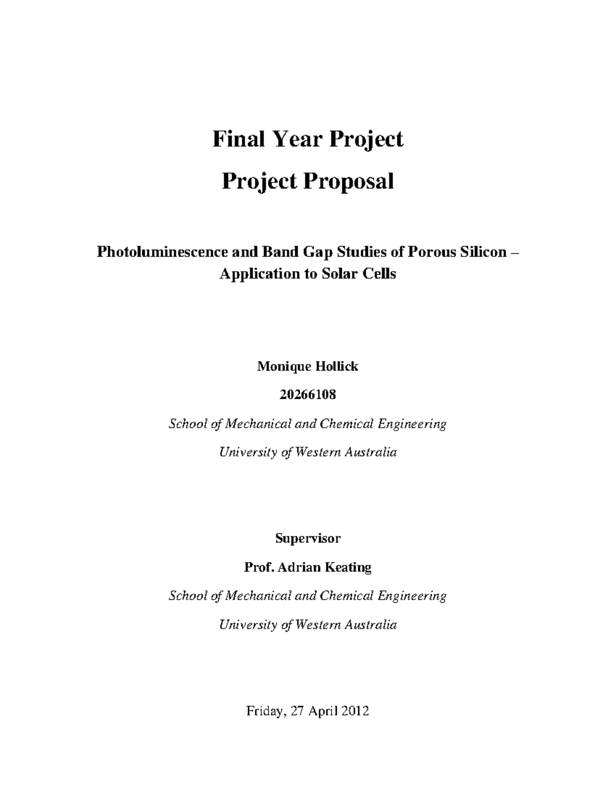 Simple Final Year Project Proposal Example - Final Year Project Project ...