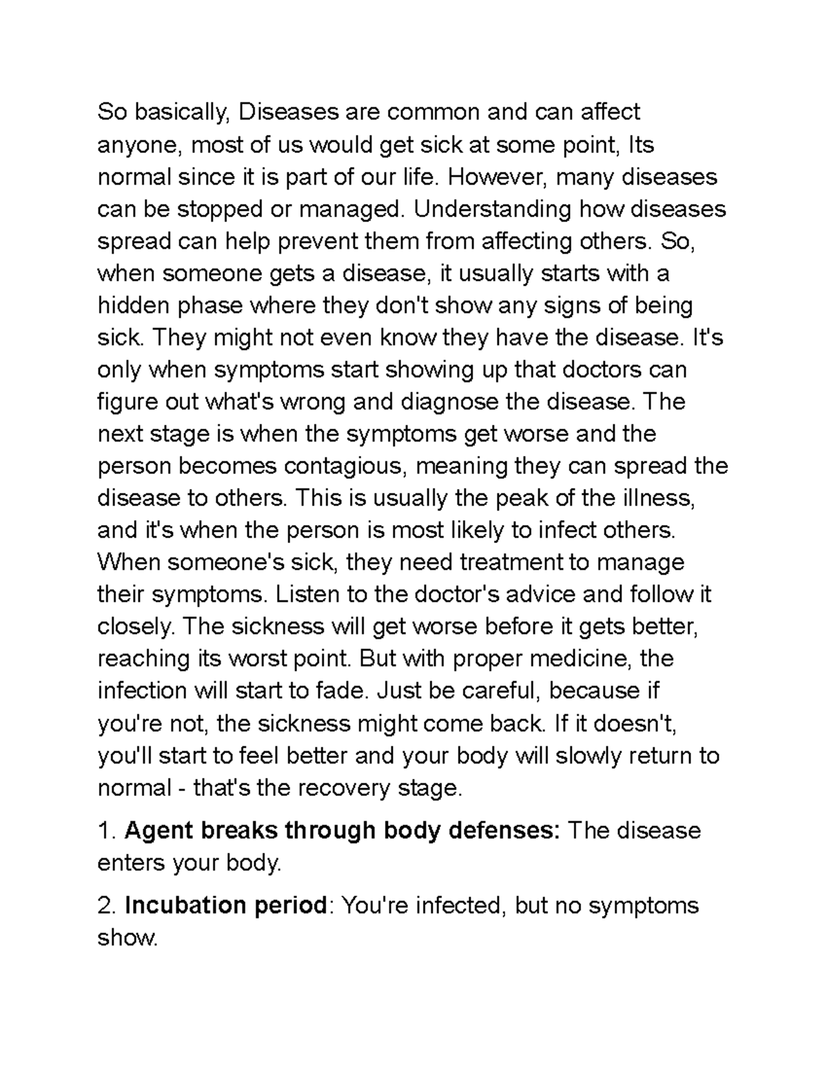 Understanding Diseases: Stages, Symptoms, and Management (MAPEHH) - Studocu
