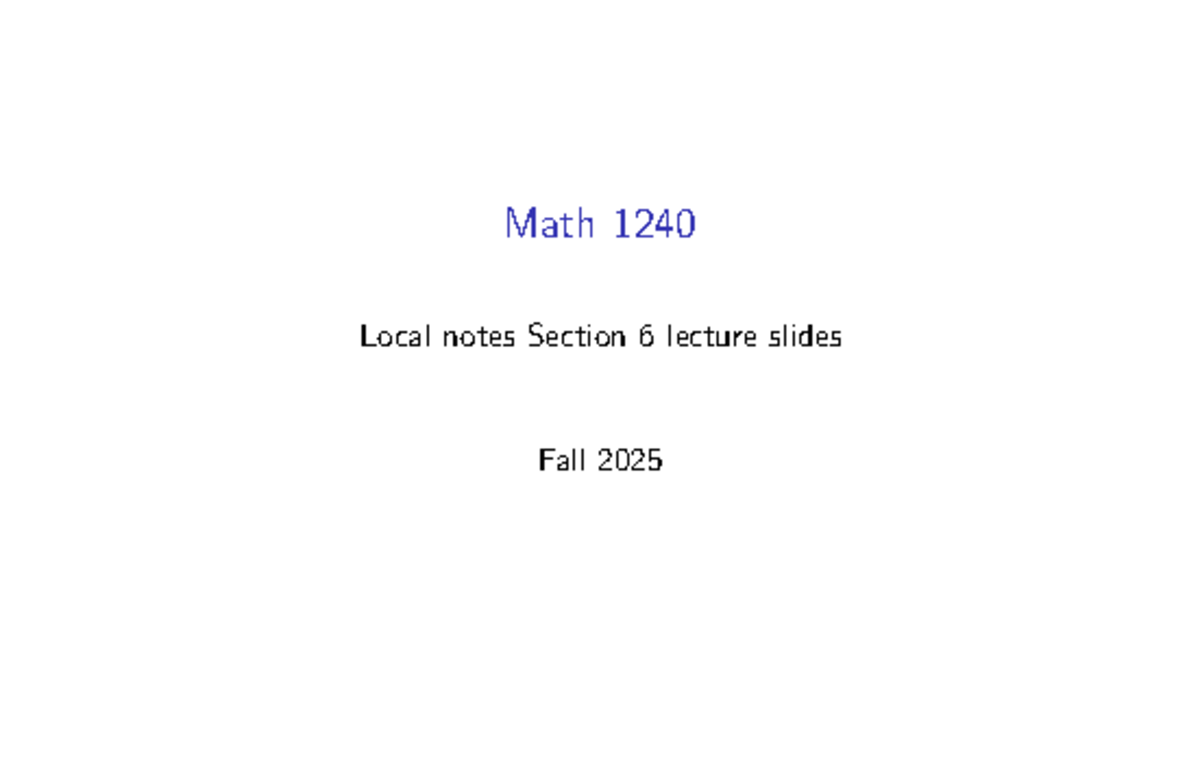 Math 1240 Fall 2025 Lecture Notes on Graph Theory (Section 6) - Studocu