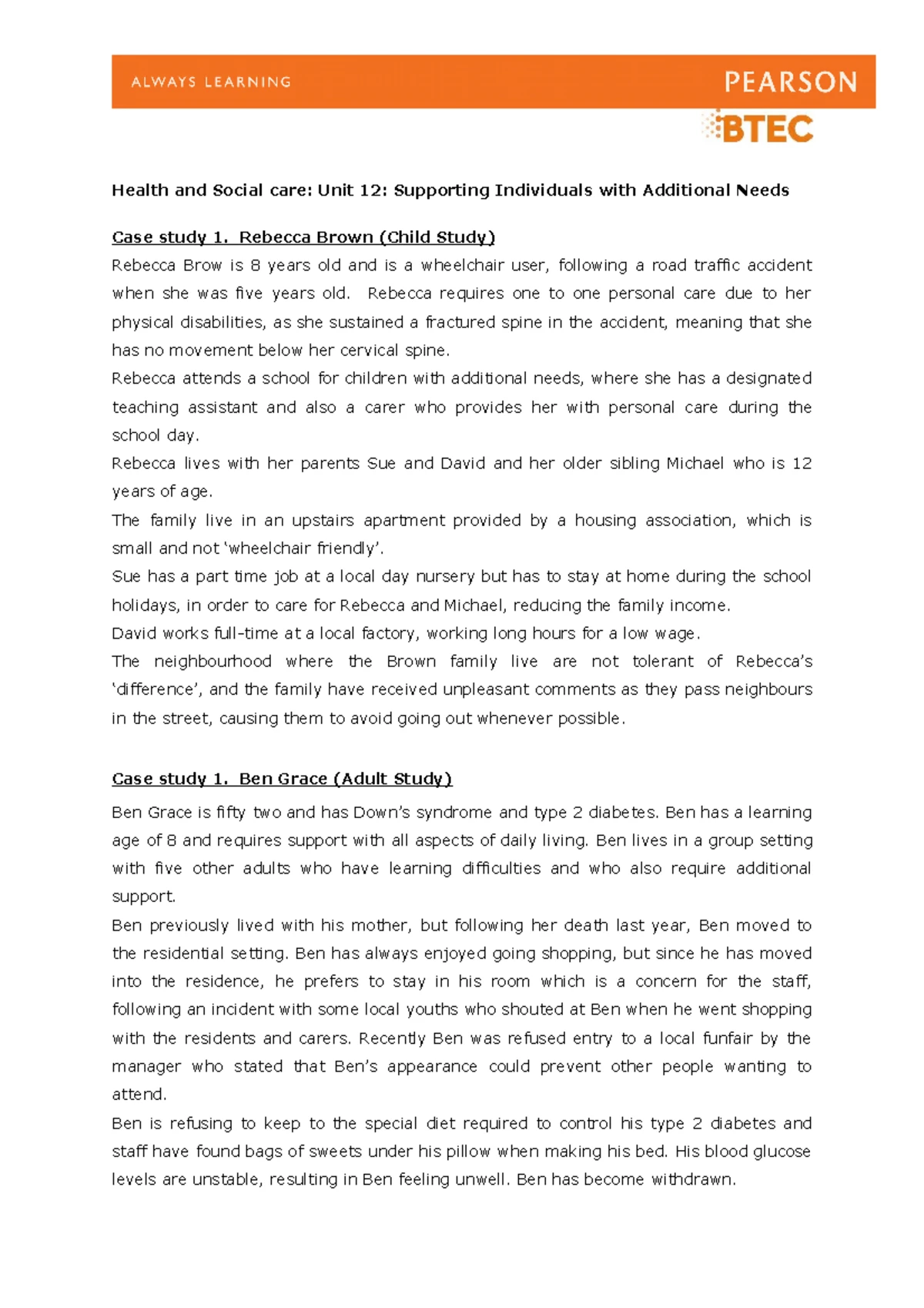 Case studies for unit 7 scenarios - Studocu