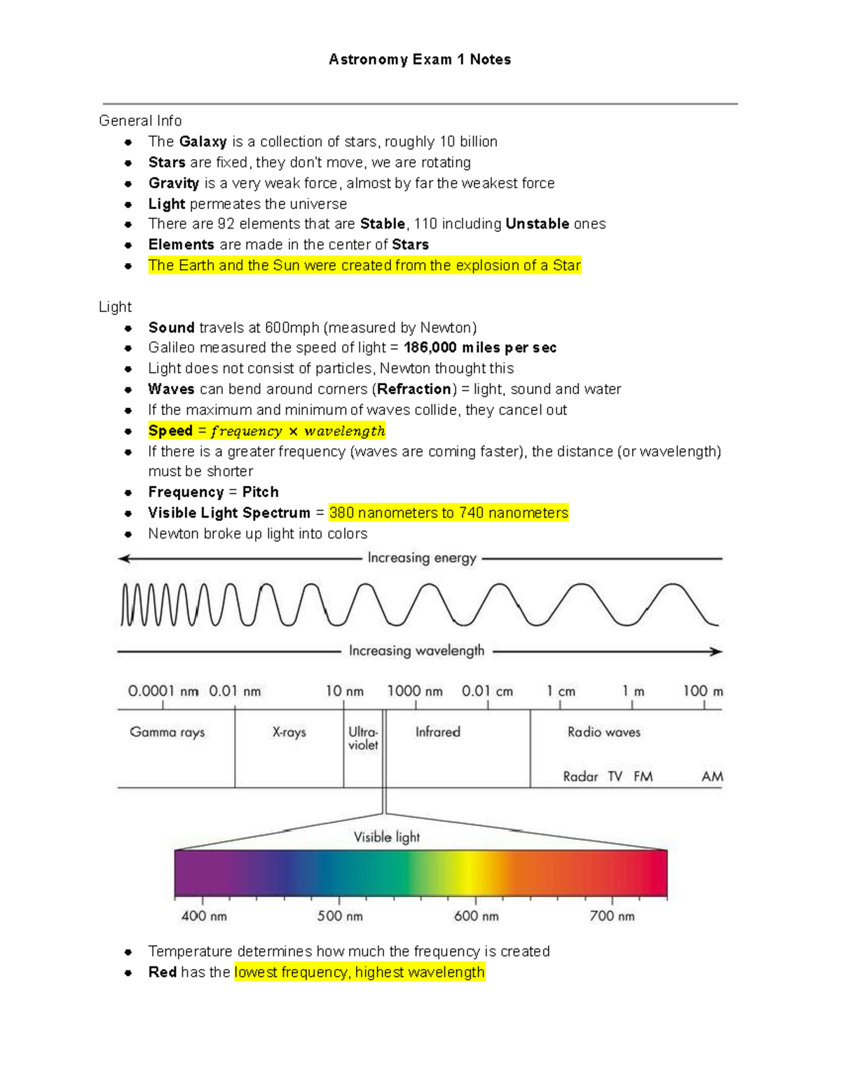 Astronomy Exam Notes: Key Concepts & Ideas for Final Review - Studocu