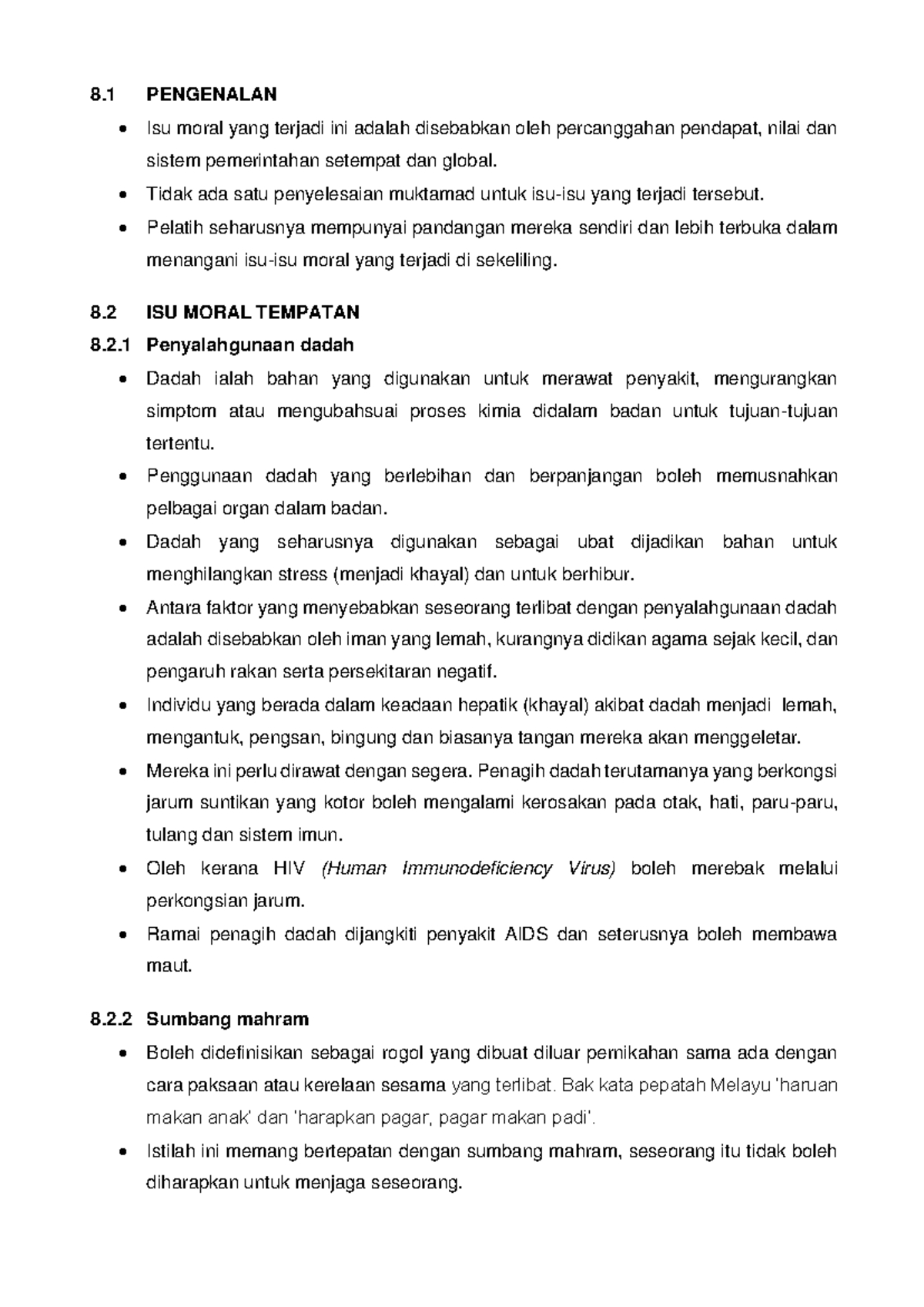 BAB 8: Isu-Isu Moral dan Penyelesaiannya - Nota Pembelajaran - Studocu
