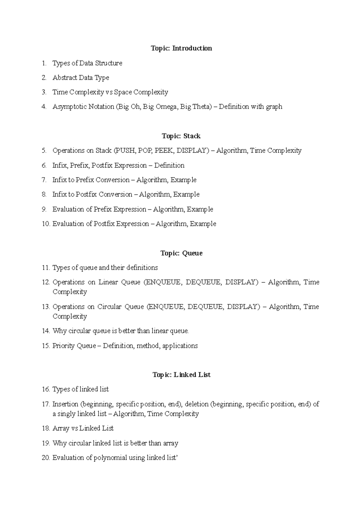 Data Structures Overview: Key Concepts & Algorithms (CS101) - Studocu
