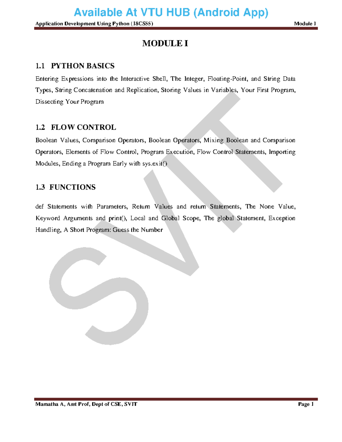 ADP Module 1 - notes of python - Application Development Using Python ...