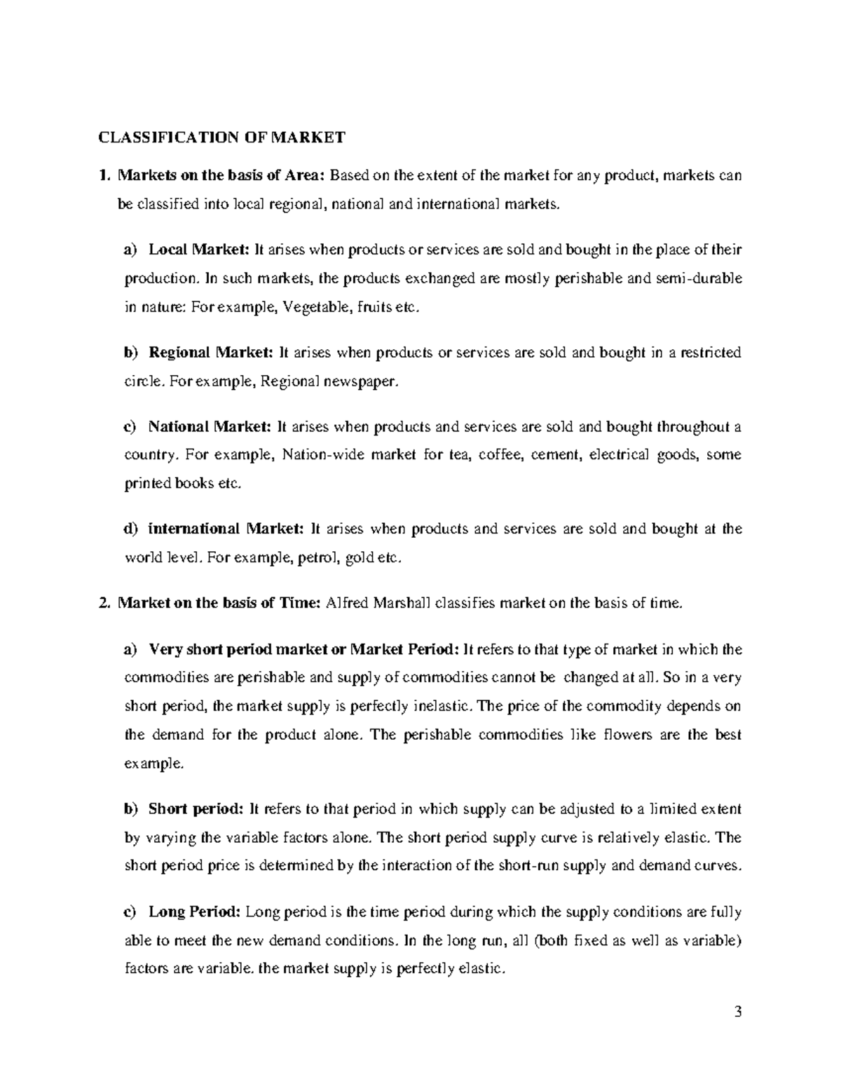 Classification of market - CLASSIFICATION OF MARKET 1. Markets on the ...