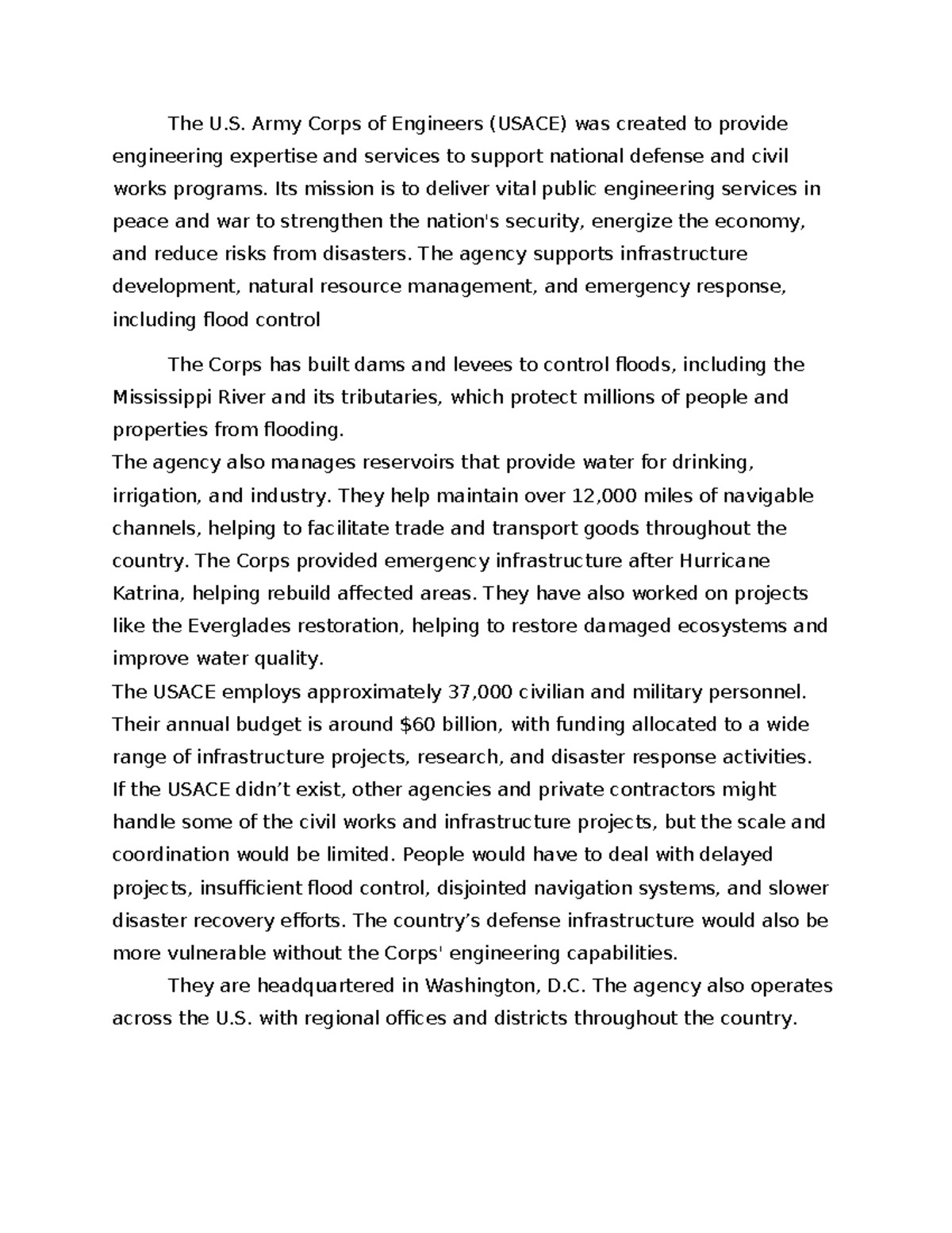 Army Engineering Corps - The U. Army Corps of Engineers (USACE) was ...