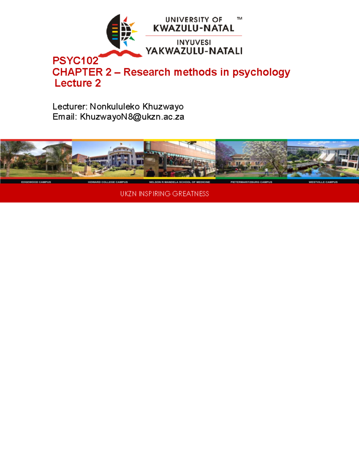 PSYC102 CHAPTER 2 Research Methods in Psychology Lecture 2 Notes - Studocu