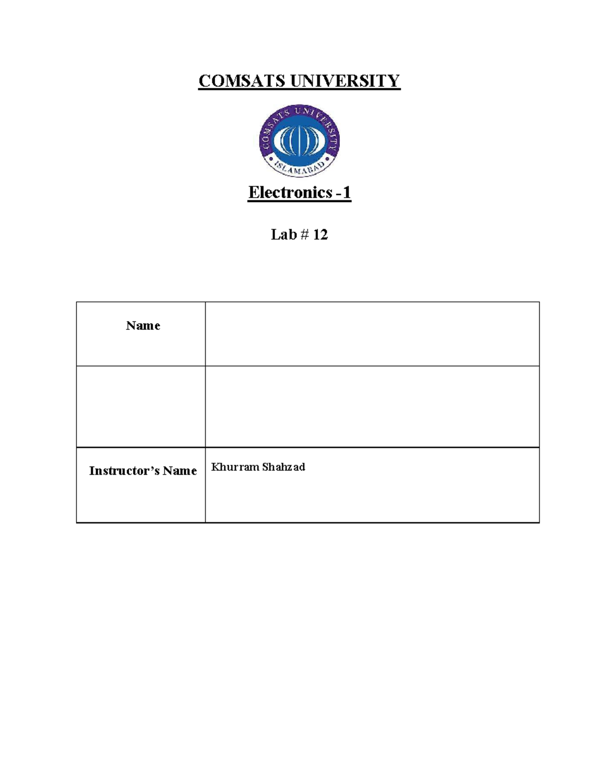 E1LR12 - Lab Report 12: Common Emitter Amplifier Analysis - Studocu