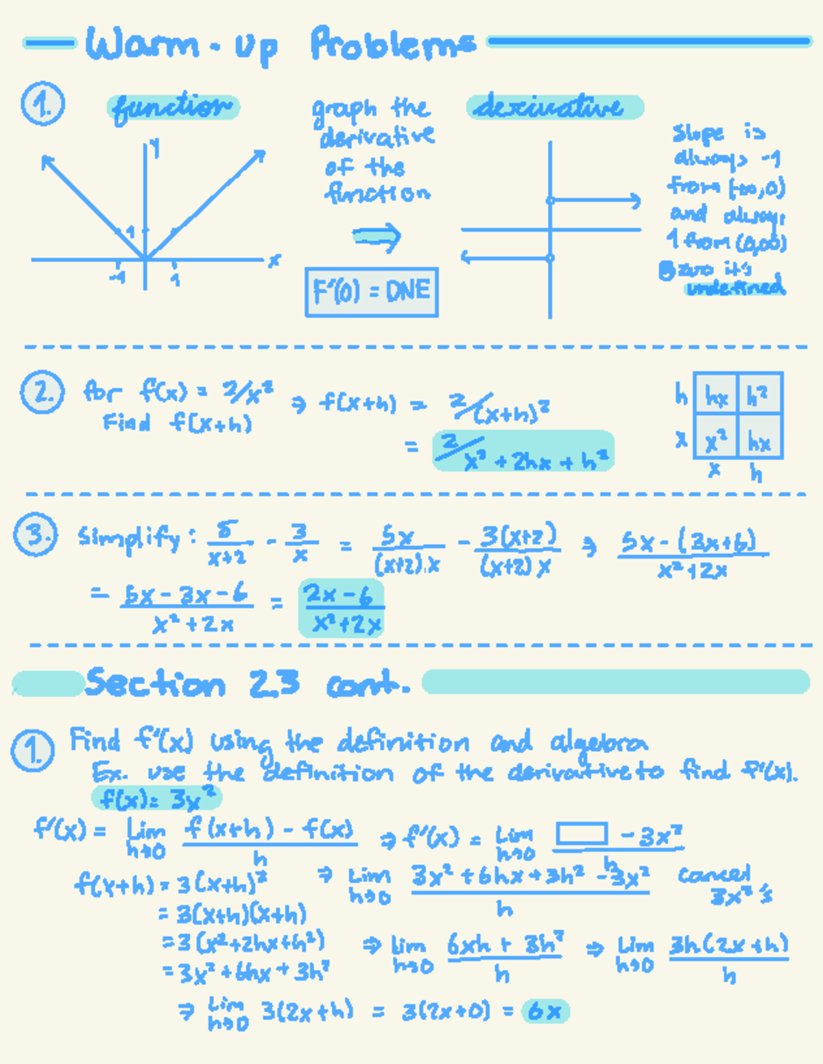Calculus 101: Warm-Up Problems & Derivative Notation - Studocu