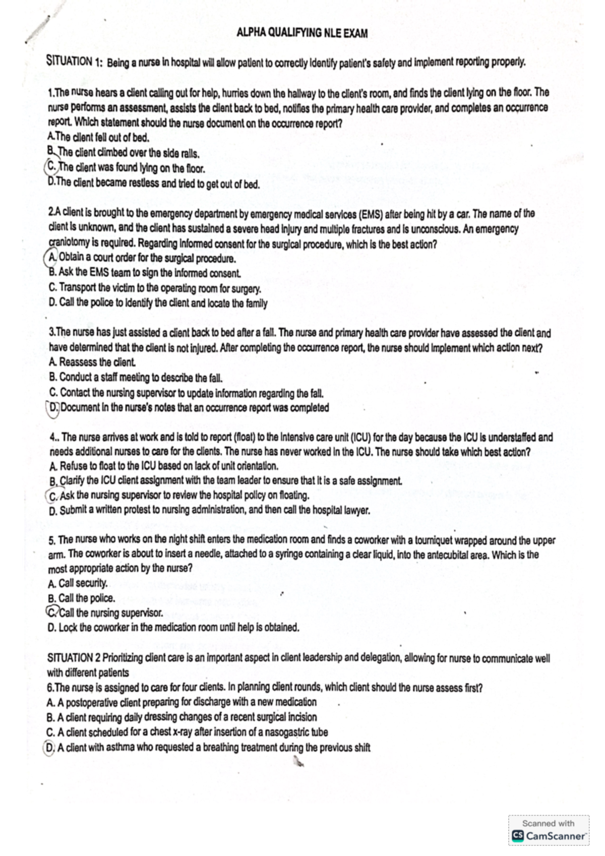 Alpha Qualifying NLE Exam Situational Case Studies and Practice ...