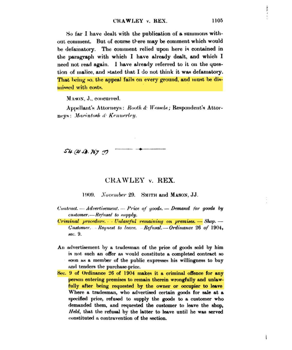 Crawley v. Rex: 1909 TS 1105 - Defamation and Criminal Procedure ...