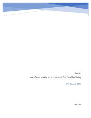 health - Grade: 12 - Queensland Certificate of Education - Studocu