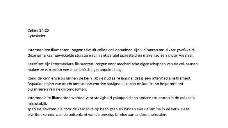 Cellen 24-45: Intermediate Filamenten en Microtubuli Functies - Studeersnel