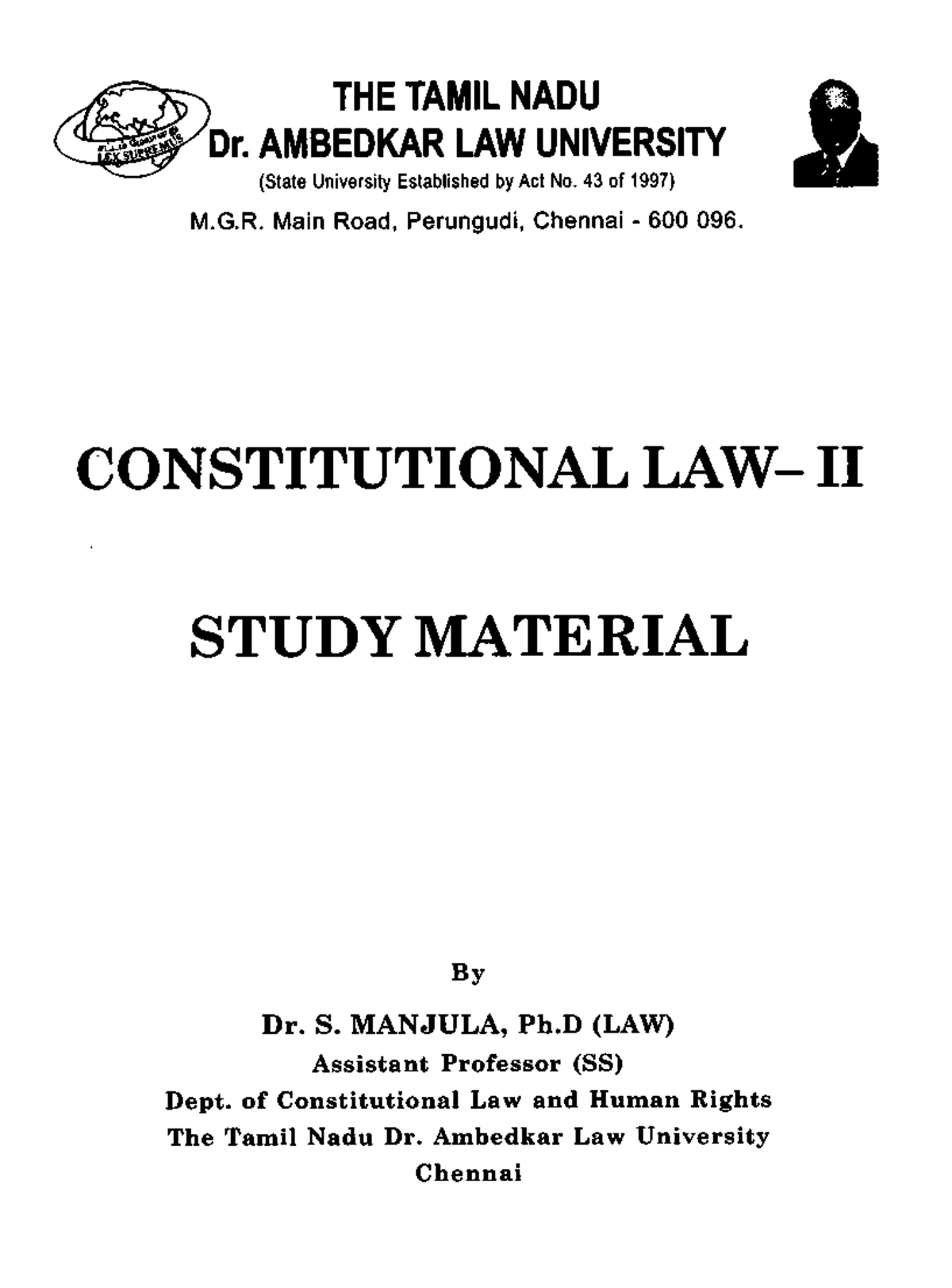 Constitutional Law - II - Study Material - Introduction to Law - Studocu