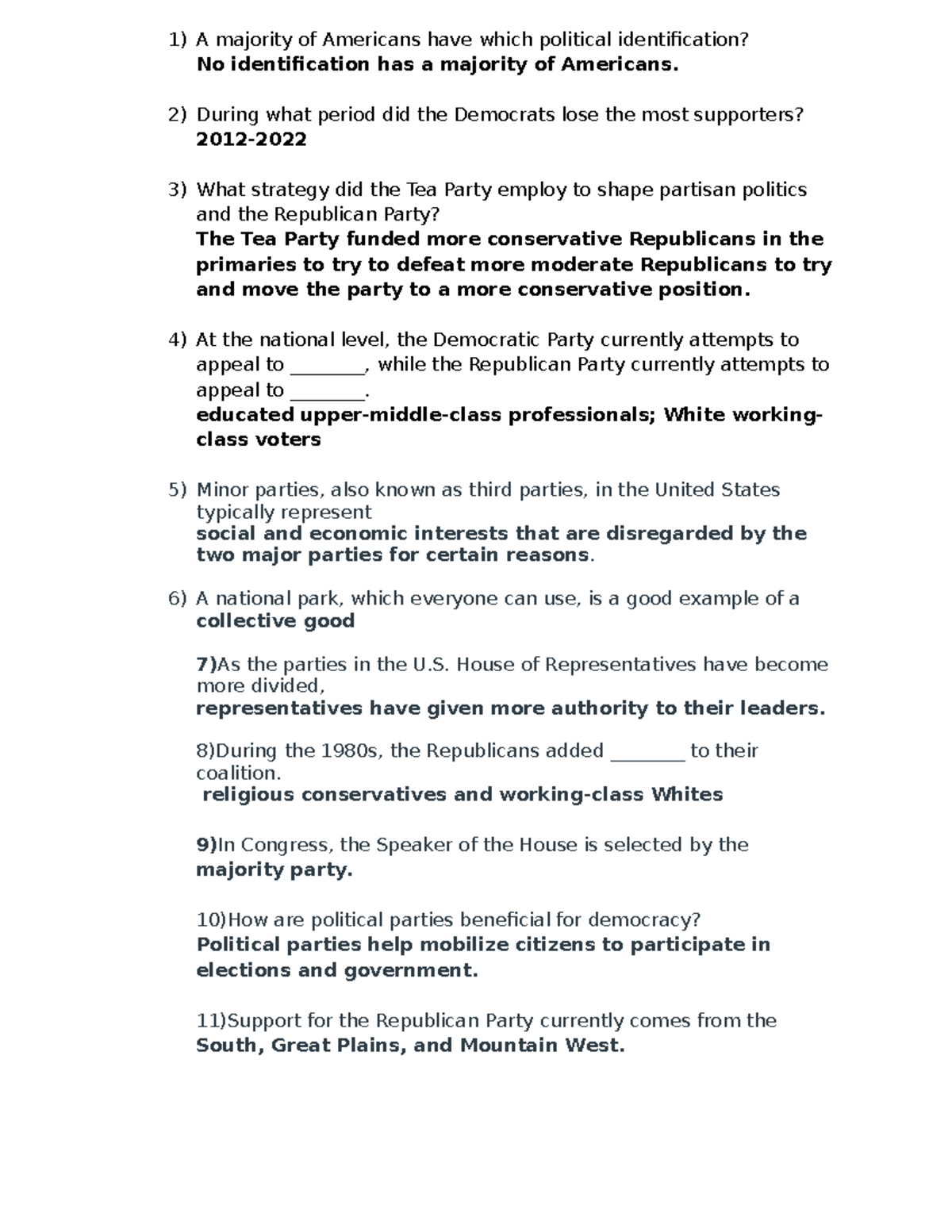 Political Parties and Identifications in the U.S. - Course Analysis 101 ...