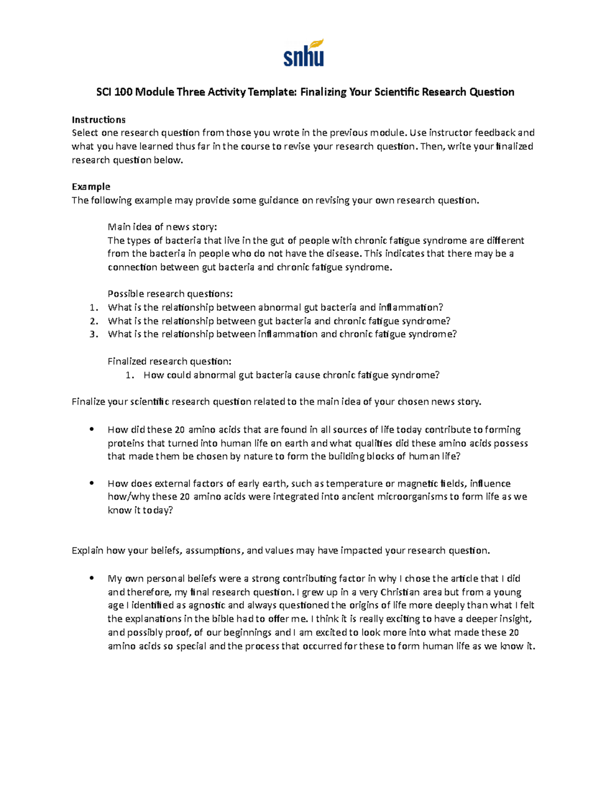 Module Three Activity - Use instructor feedback and what you have ...