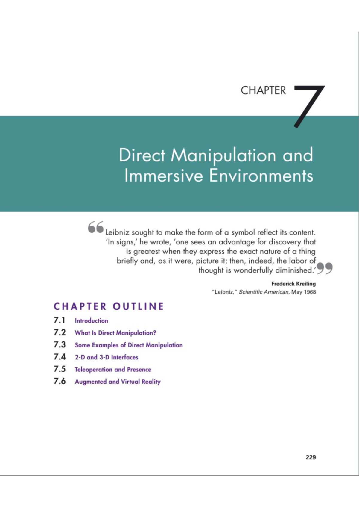 Chapter 07 - Direct Manipulation and Immersive Environments - CHAPTER 7 ...