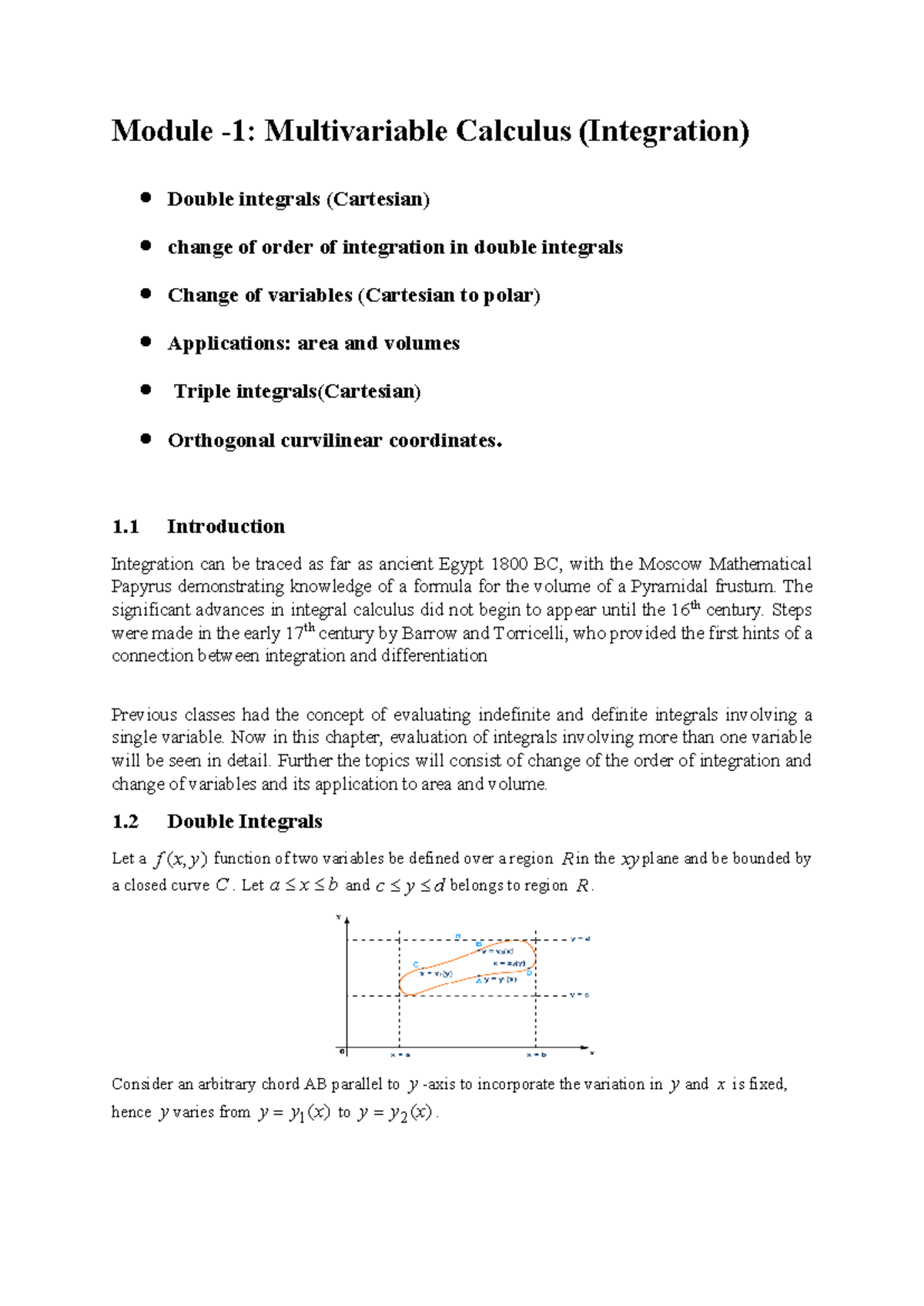 Multivariable Calculus - Double Integrals & Change of Variables - Studocu