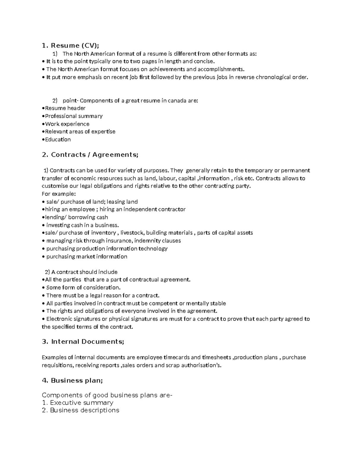 MS Word Assignment: Resume, Contracts & Business Documentation - Studocu