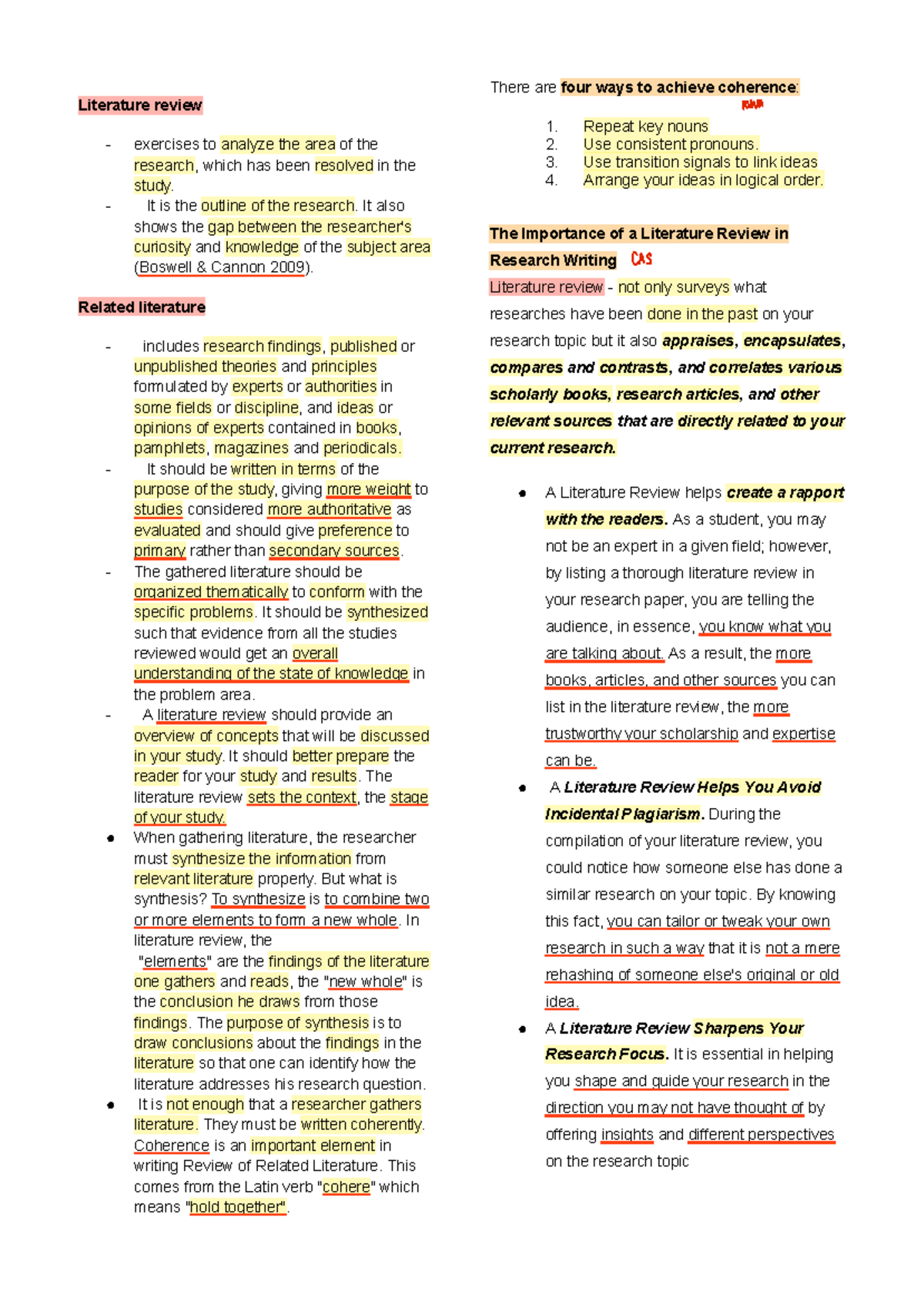 RRL Strategies for Coherence in Research Writing (Course Code: 7-8 ...