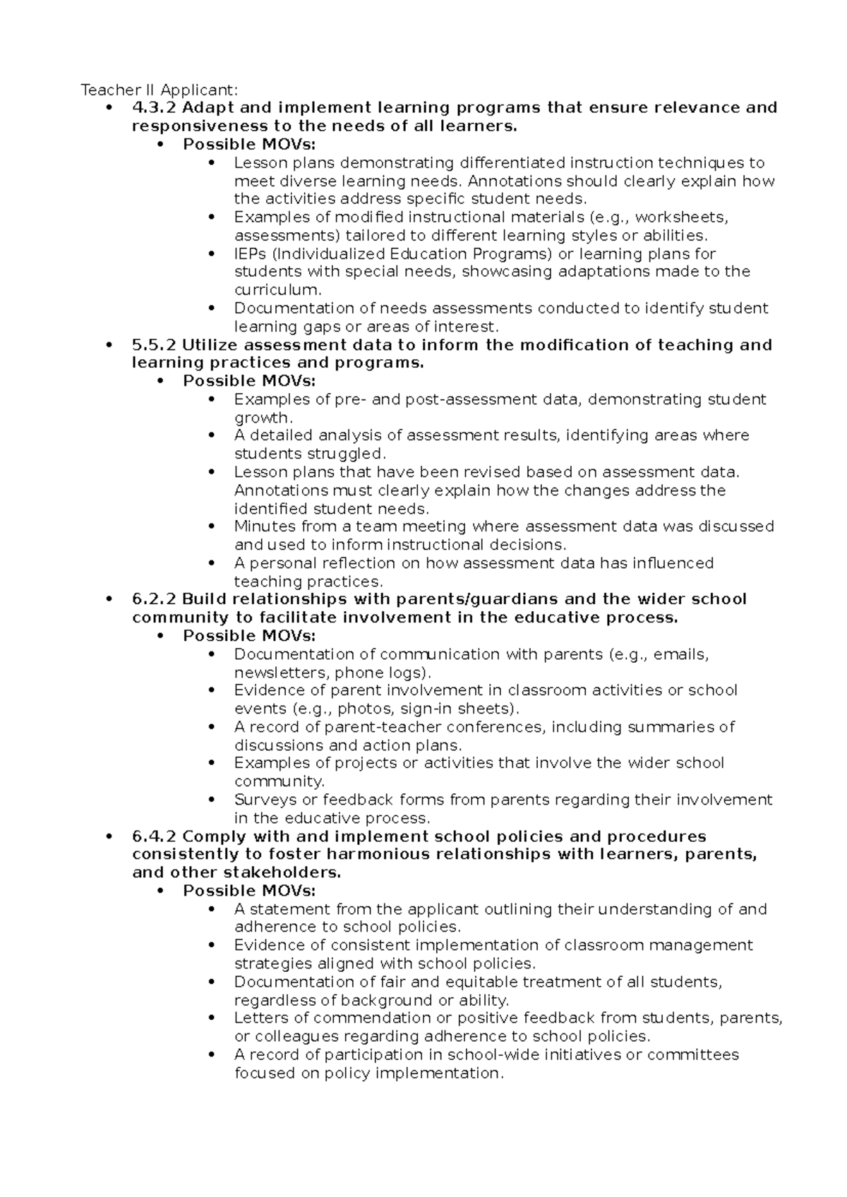 Teacher II Applicant: Adapting Learning Programs for Diverse Needs in ...