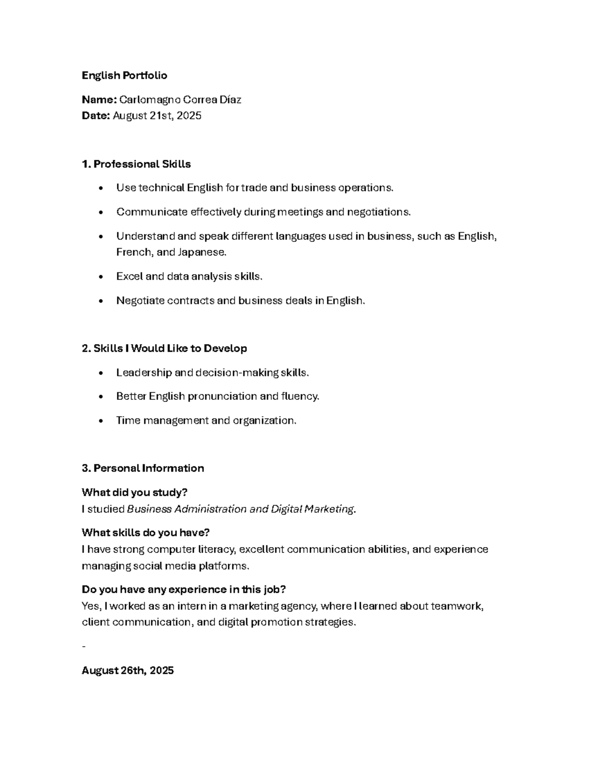 English Portfolio: Skills, Trends, and Graduation Celebration - Studocu