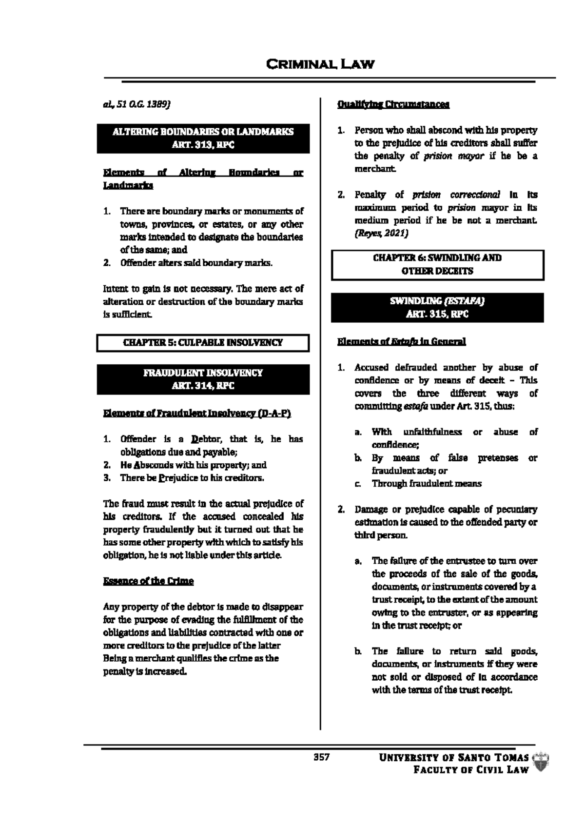 CRIMINAL LAW 2022: UST Golden Notes on Estafa and Related Crimes - Studocu