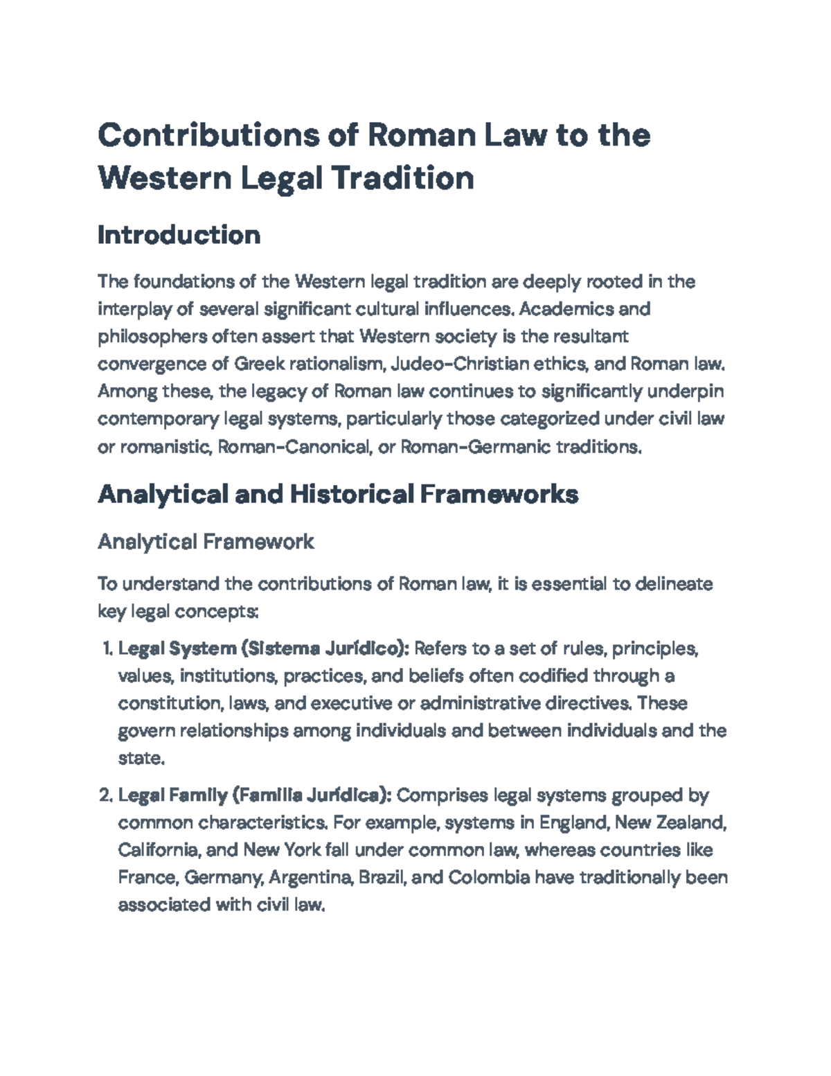 Contributions of Roman Law to Western Legal Tradition - Analysis ...