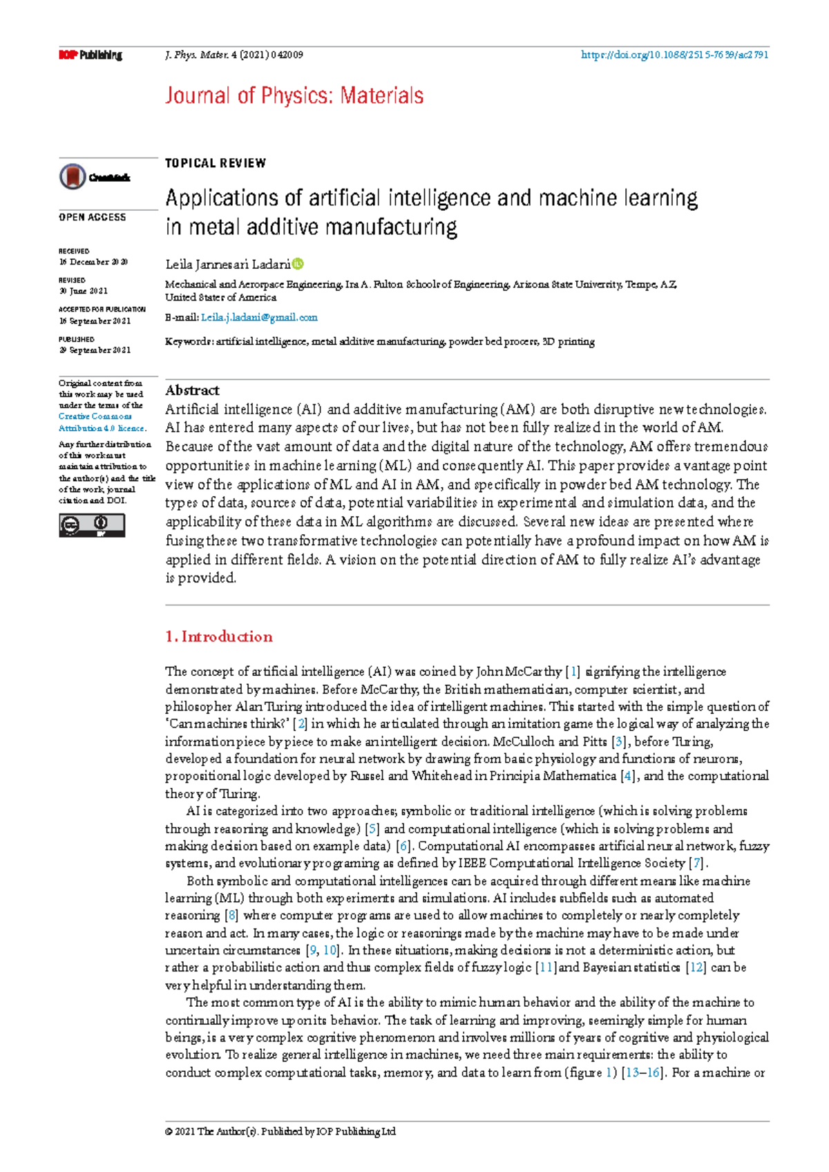 AI and ML Applications in Metal Additive Manufacturing (MAE 2021) - Studocu