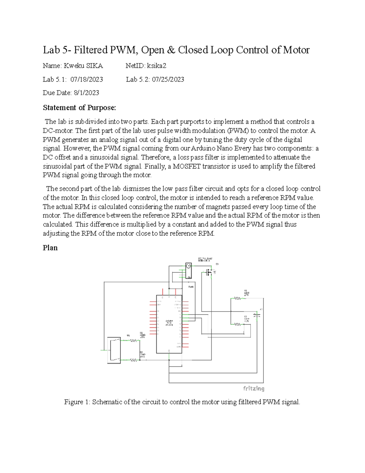 ECELab 5 - PWM & Motor Control: Open/Closed Loop Analysis - Studocu