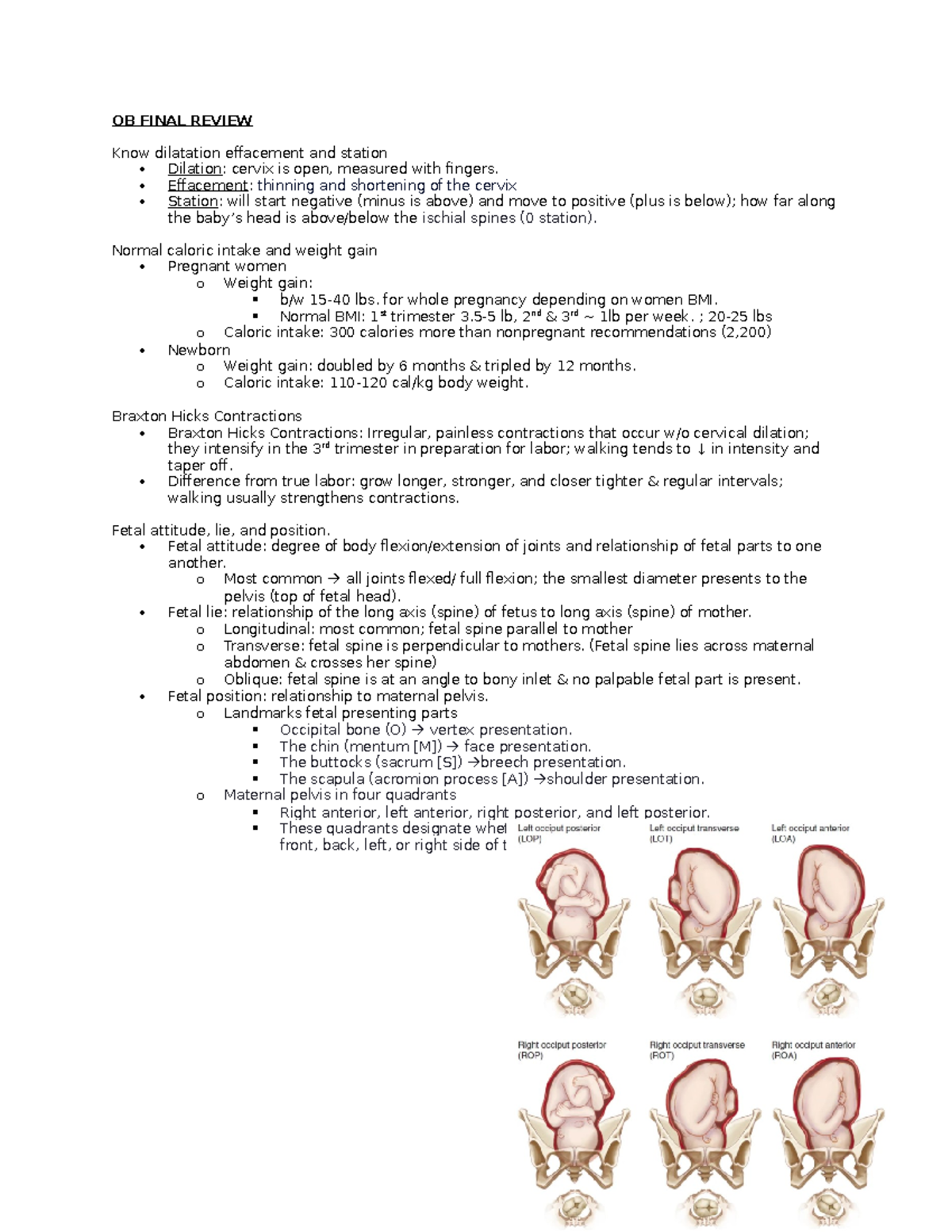 OB Final Exam Review – Key Concepts and Nursing Responsibilities - Studocu