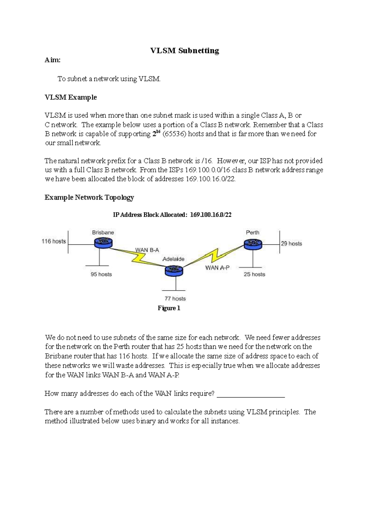 VLSM Subnetting Practice Guide: Class B Network Allocation - Studocu