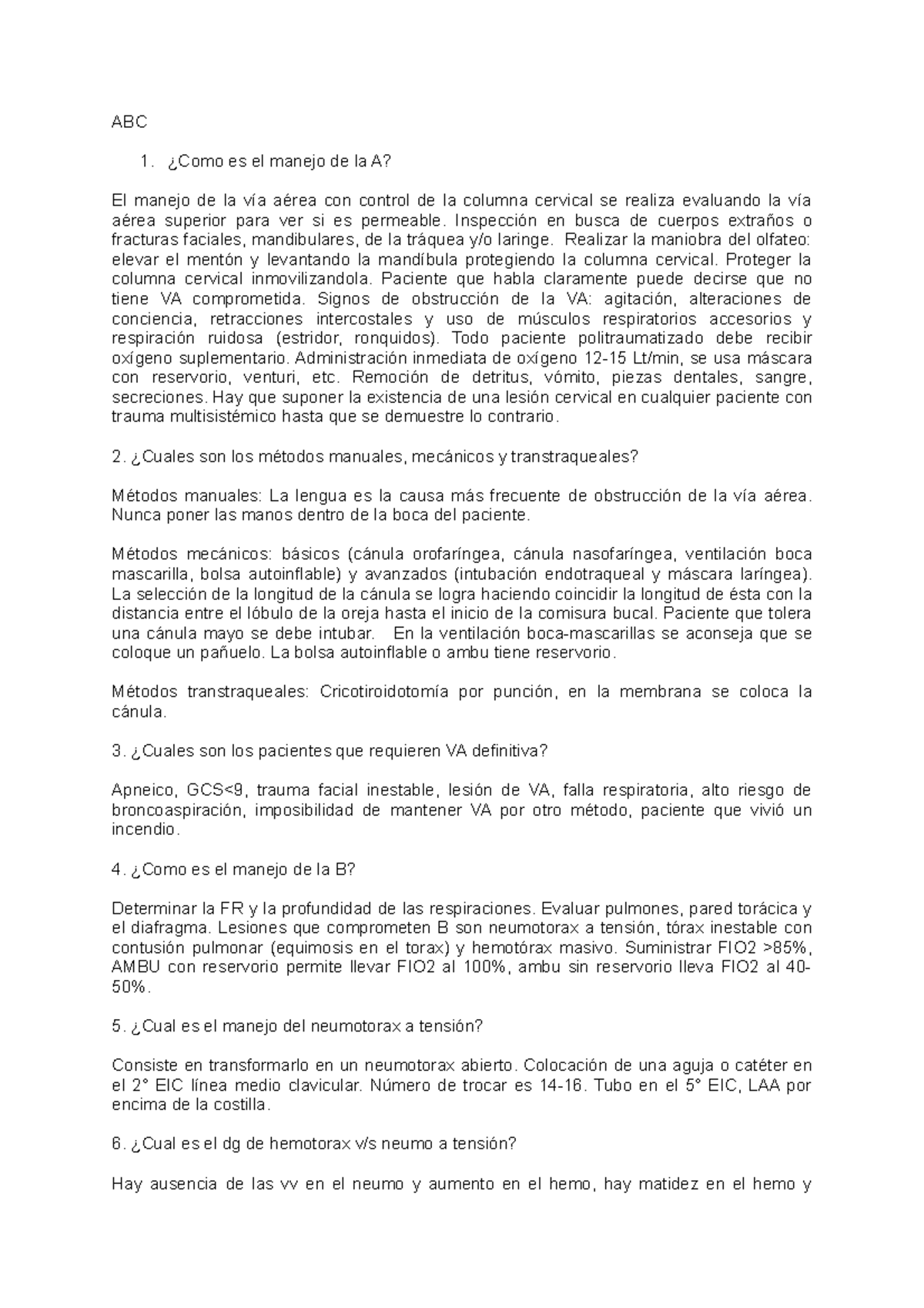 Manejo del trauma, el ABC - ABC ¿Como es el manejo de la A? El manejo ...