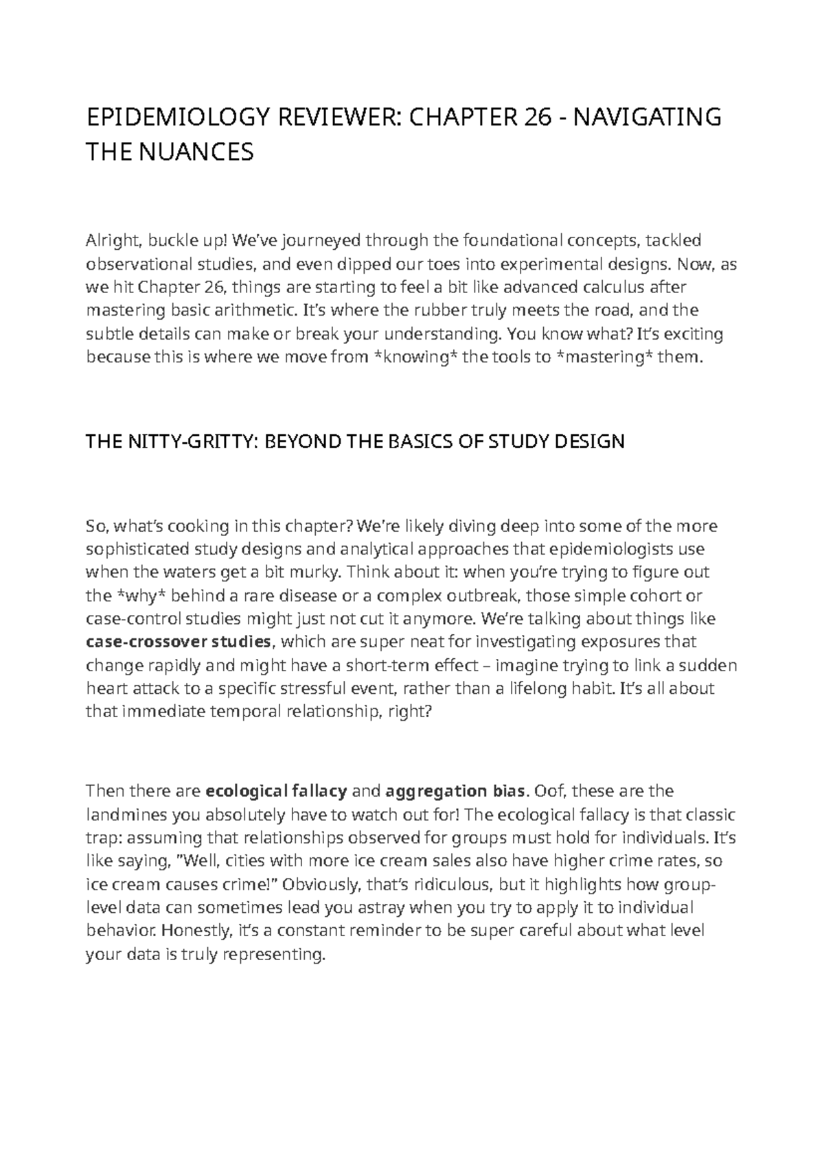 Epidemiology 101: Chapter 26 - Navigating Advanced Study Designs - Studocu