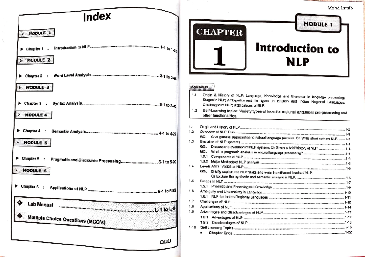 Nlp Lab Manual Lab Work Chhatrapati Shivaji Maharaj Institute Of Technology Certificate This