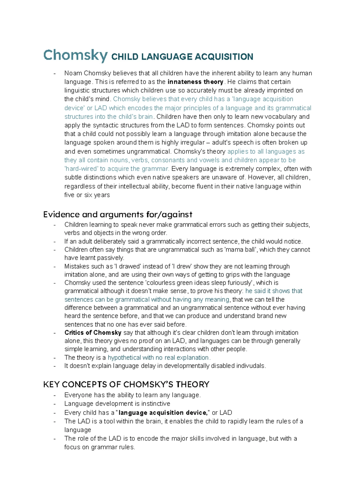 Child Language Development: The Fis Phenomenon Class Notes - Studocu