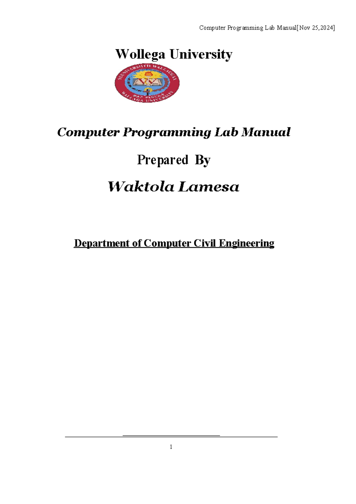 Computer Programming Lab Manual - C Language Applications 30 - Studocu