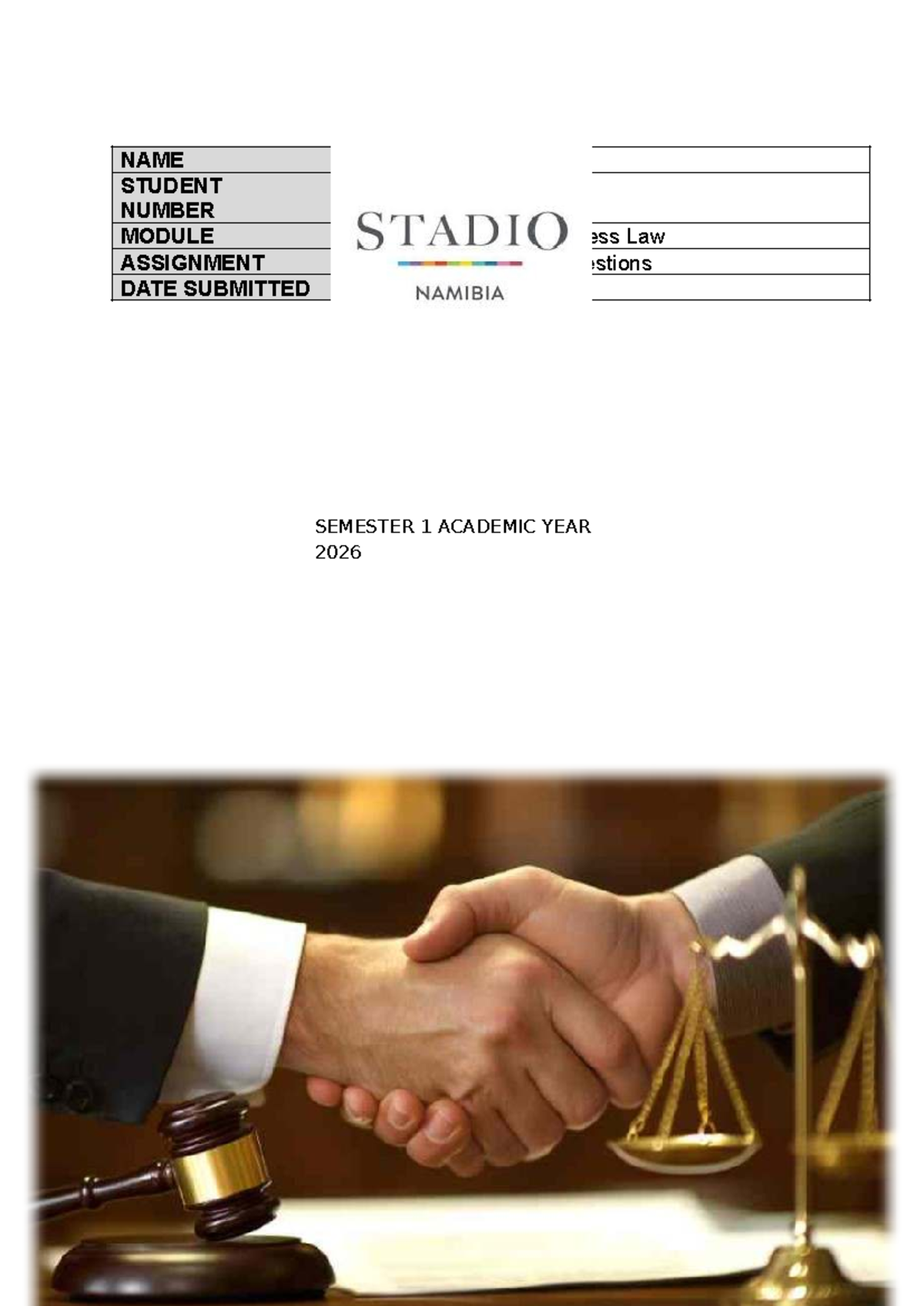 BLA101/BLA262 Business Law Case Study Assignment - April 2026 - Studocu