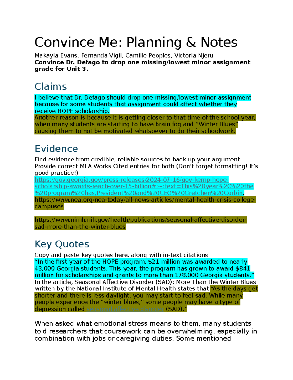 Unit 3 Assignment Appeal: Convincing Dr. Defago to Drop Grade - Studocu