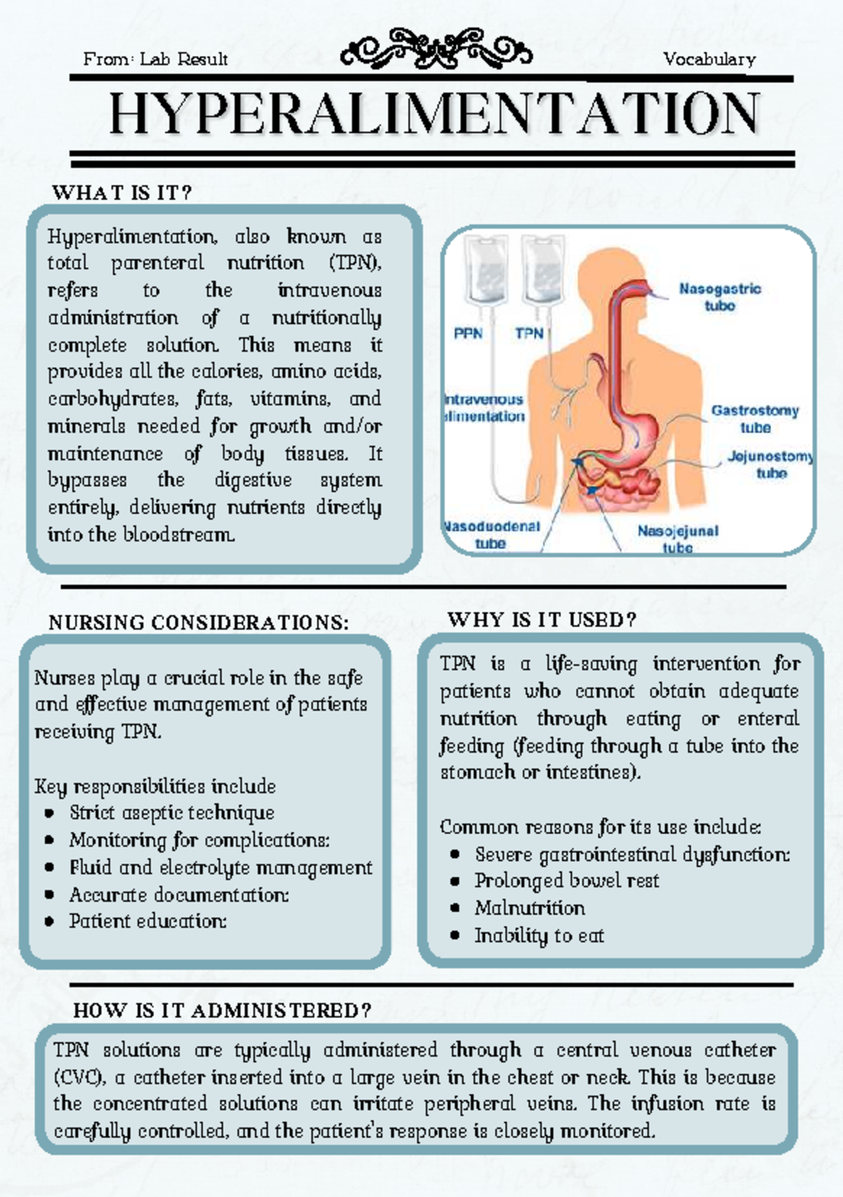 NURS 101: Hyperalimentation and TPN Overview for Nursing Students - Studocu