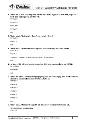 Complete Question Bank All Units - Unit 1: Introduction to Microprocessor 🔹 2-Mark Questions 1 ...