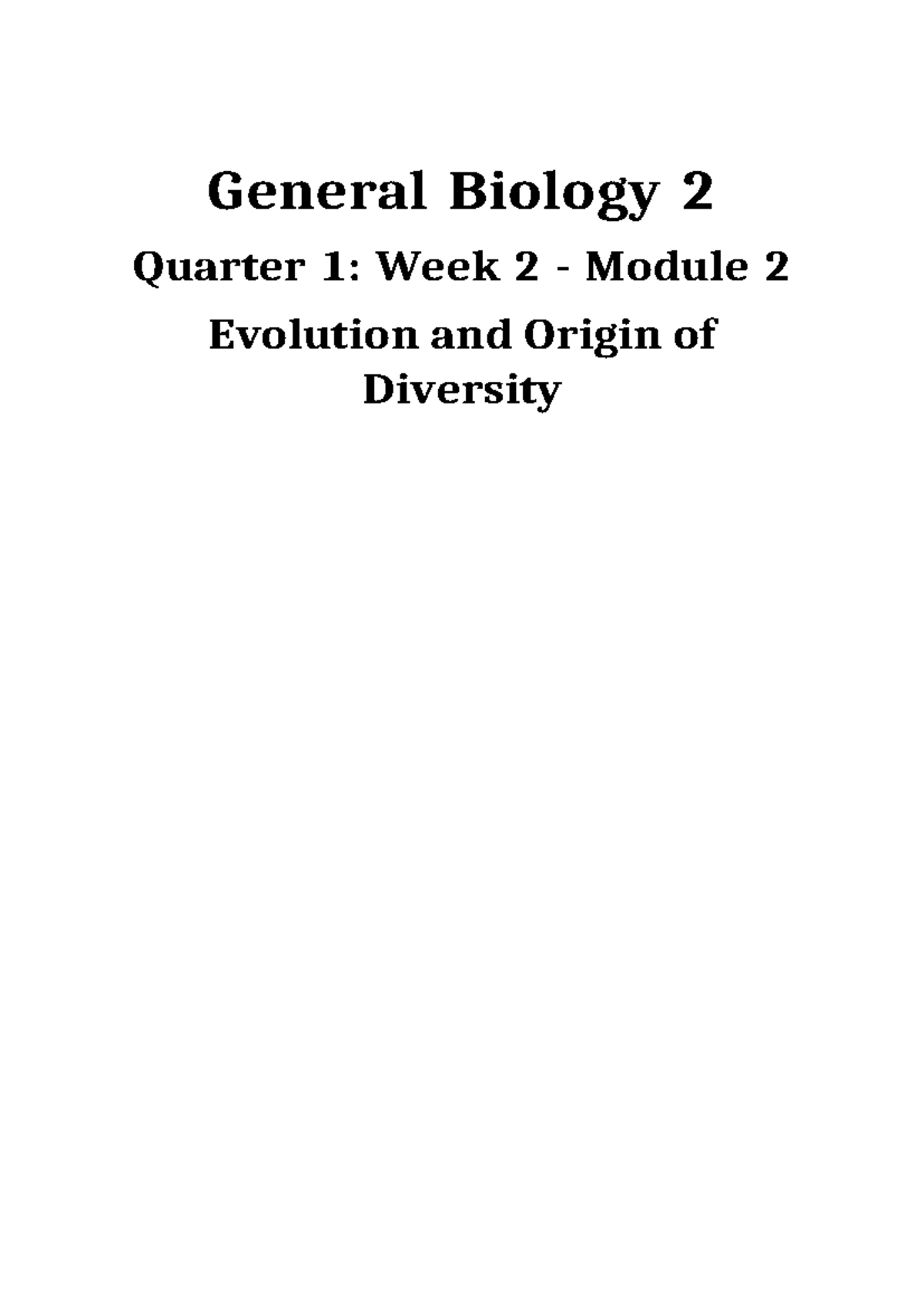 Module 2 - Summary BS in Accountancy - General Biology 2 Quarter 1 ...