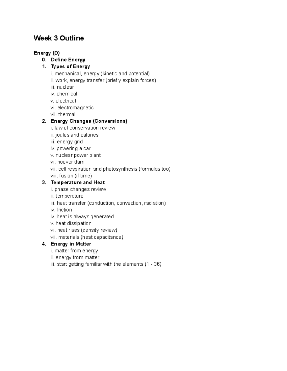 Energy Concepts and Applications - Week 3 Outline (D) - Studocu