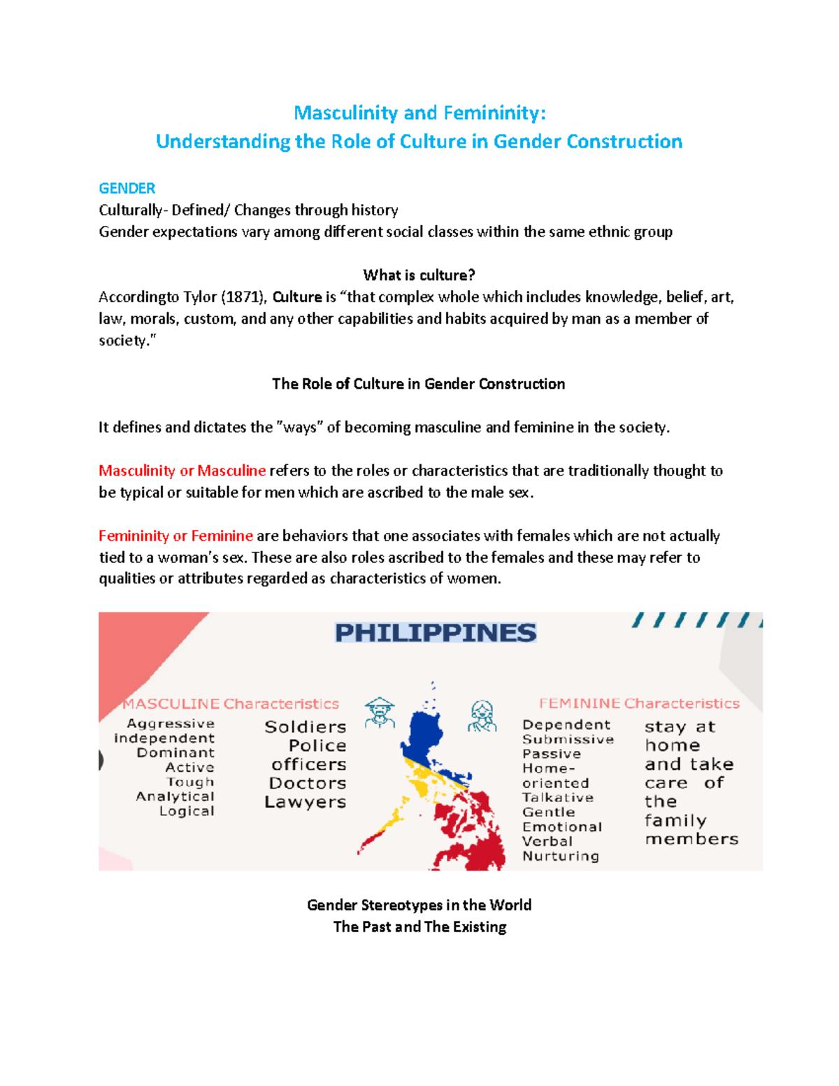 Understanding Gender Construction through Culture: Masculinity ...