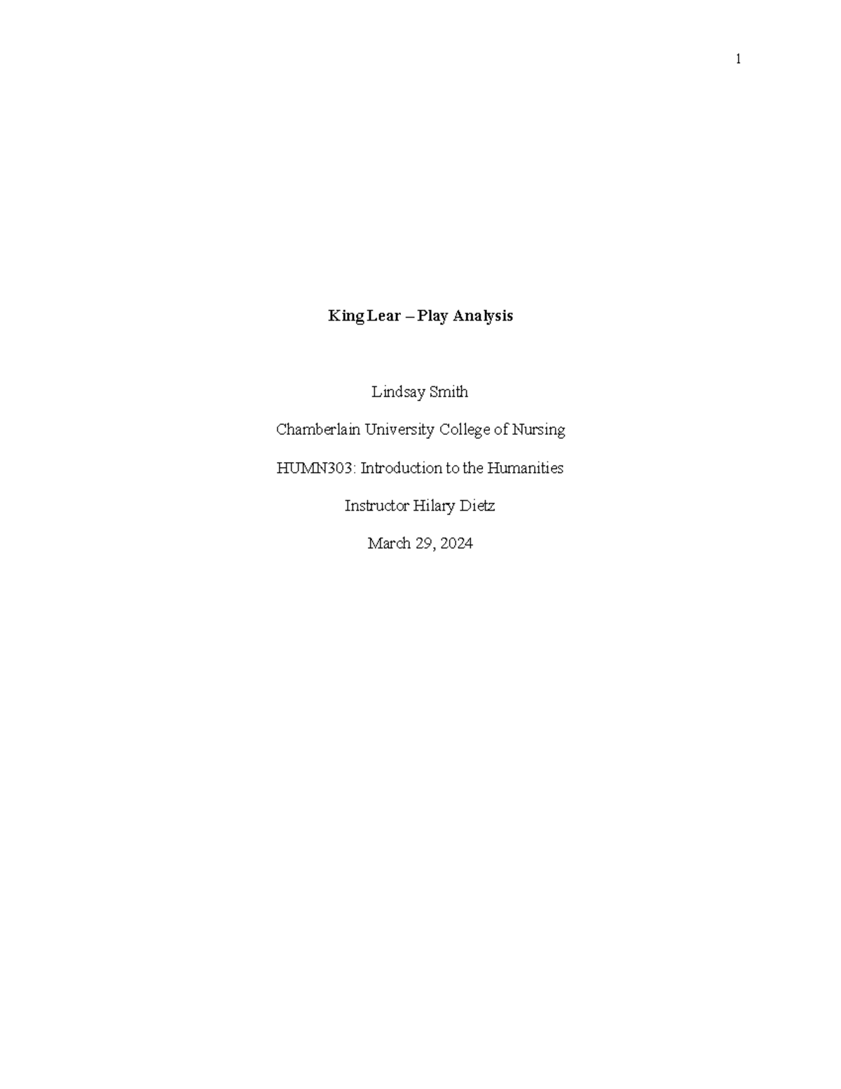 HUMN303: King Lear Play Analysis - Insights and Interpretations - Studocu