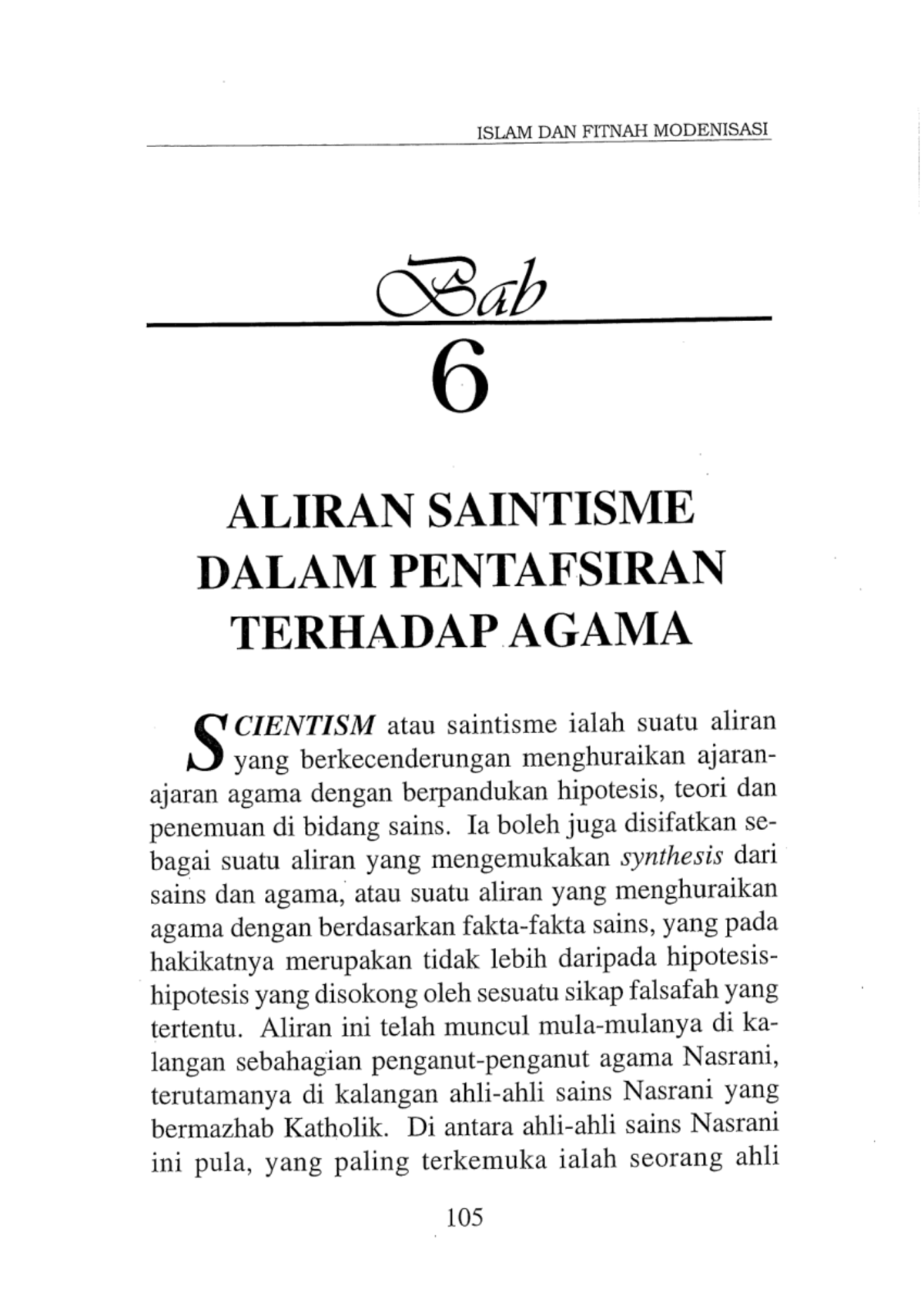 ISLAM DAN FITNAH MODENISASI: Bab 6 - Aliran Saintisme dalam Tafsiran ...