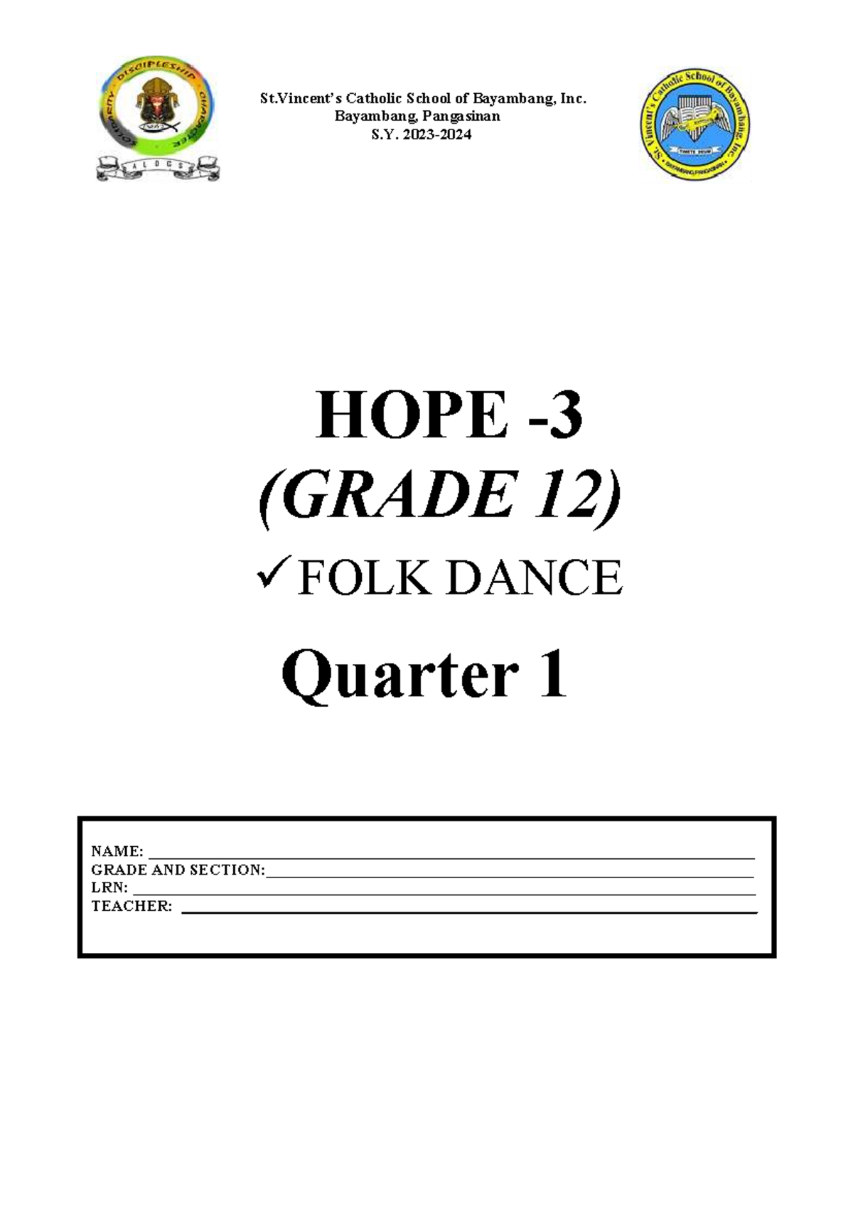 HOPE 3 1ST Quarter Final Module: Philippine Folk Dance & Rhythmic ...