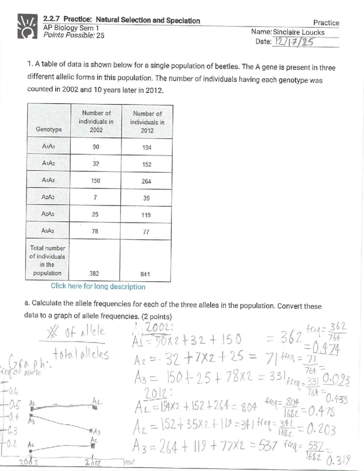 2.2.7 Practice: Natural Selection & Speciation AP Biology Sem 1 - Studocu